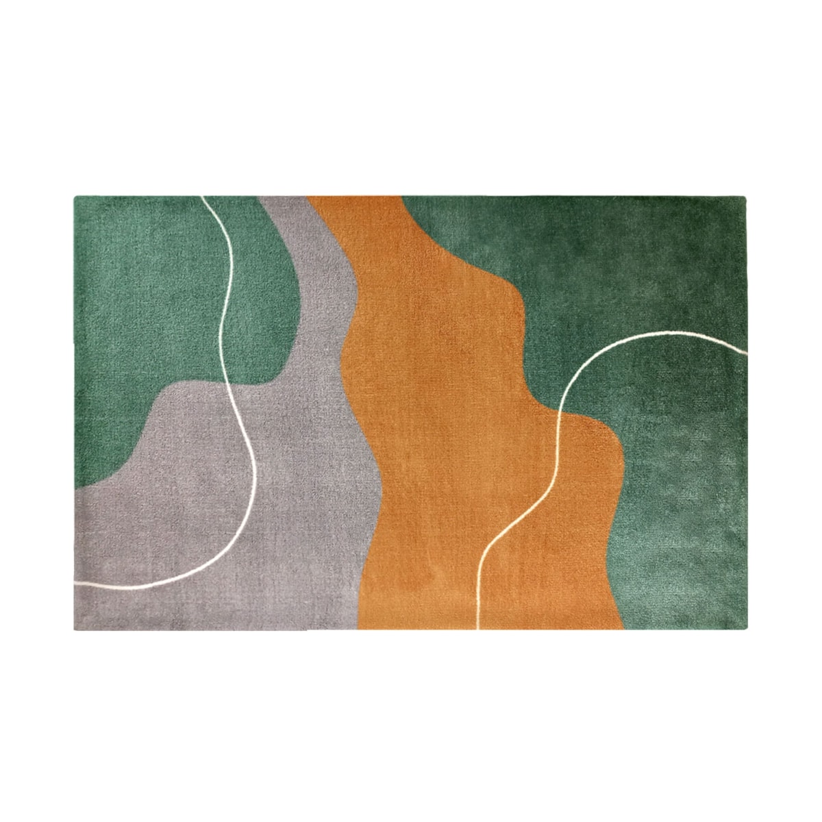 Tapete Quarto Infantil Abstrato Verde E Laranja - Retangular