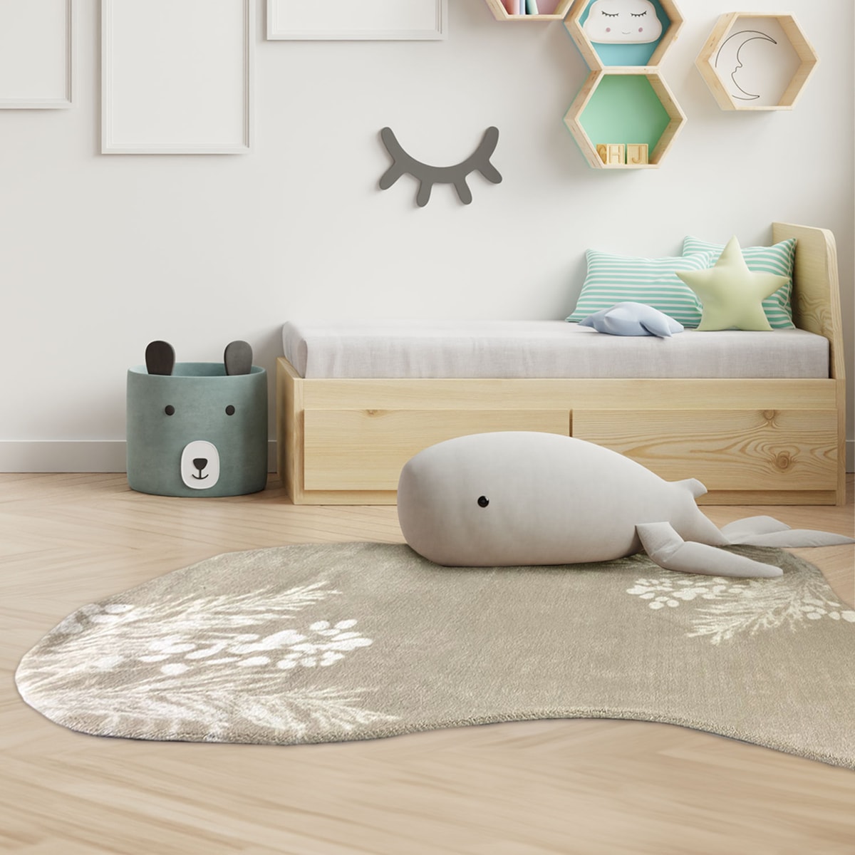 Tapete Quarto Infantil Orgânico Beige Bloom - Moriah Tapetes