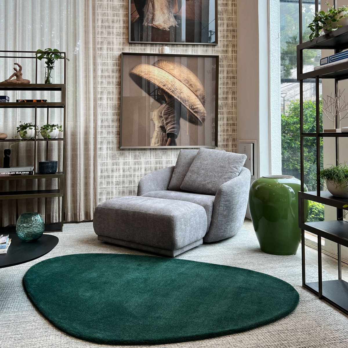 Tapete Sala Orgânico Modernist Verde Mata - Moriah Tapetes