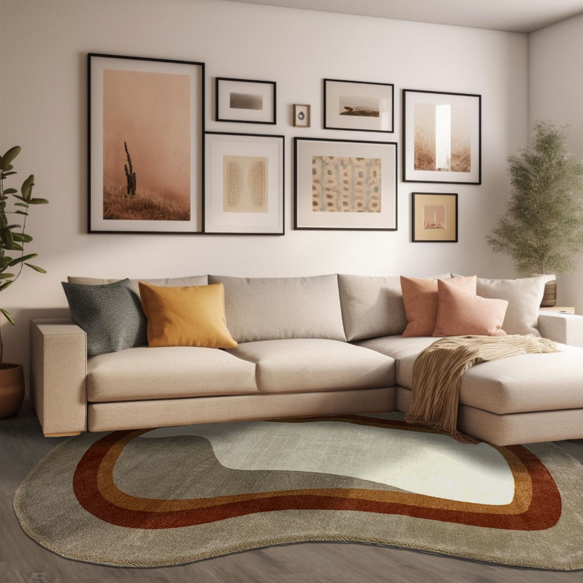 Tapete Sala Orgânico Rocks Terracota - Moriah Tapetes