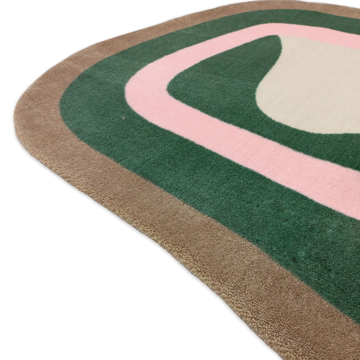 Tapete Sala Orgânico Rocks Verde e Rosa - Moriah Tapetes