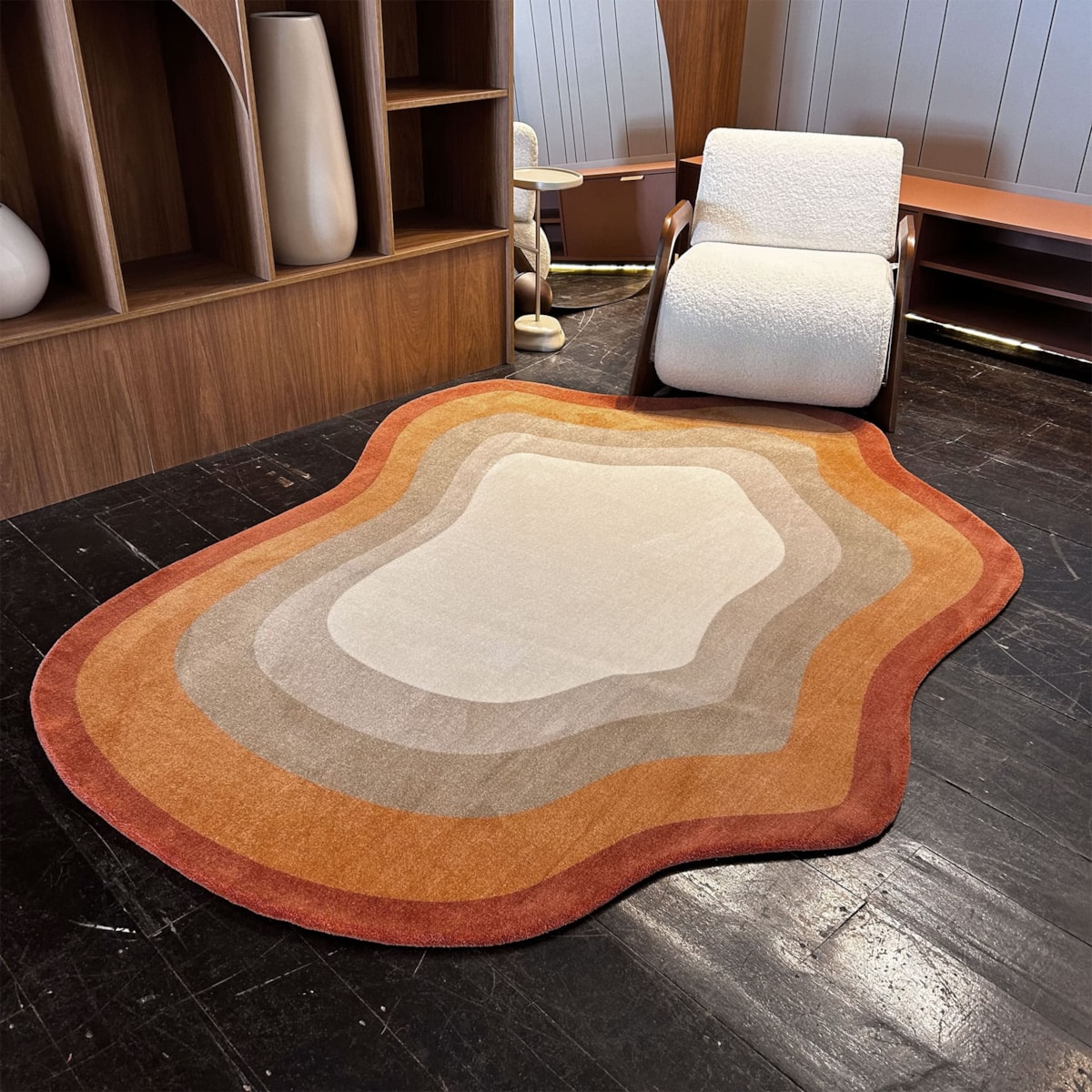 Tapete Sala Orgânico Waves Mirage Terracota - Moriah Tapetes